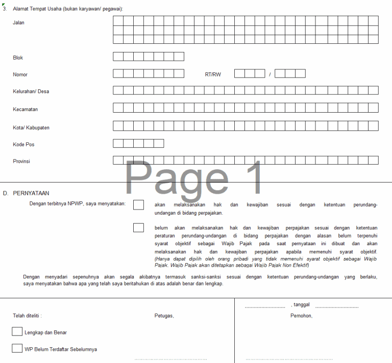 Formulir Pendaftaran NPWP Terbaru!