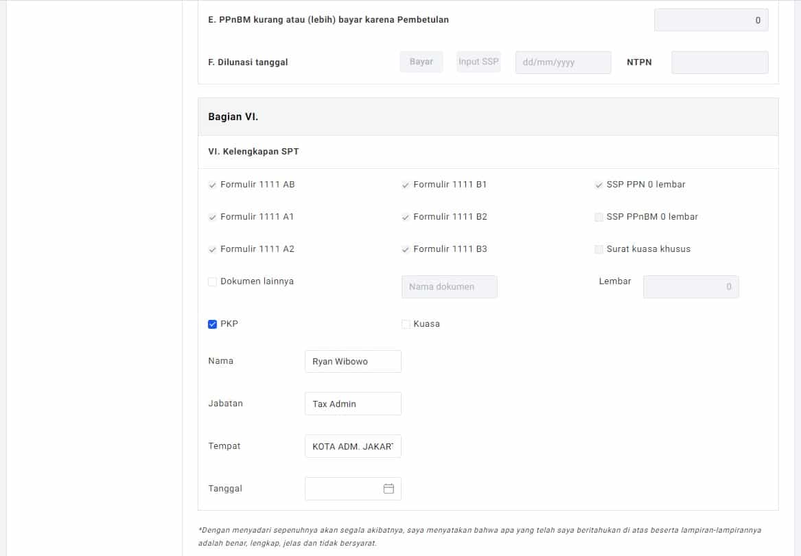 Bentuk, Contoh dan Tata Cara Pengisian SPT Masa PPN