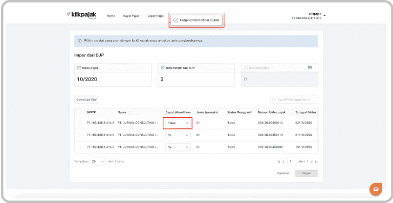 Cara Impor Pajak Masukan di eFaktur 3.0 & Format Import e-Faktur Pajak