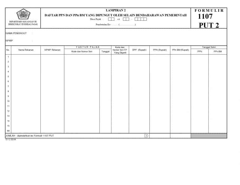 Form SPT Masa PPN 1111 Excel Terbaru & Formulir SPT Masa PPN 1107