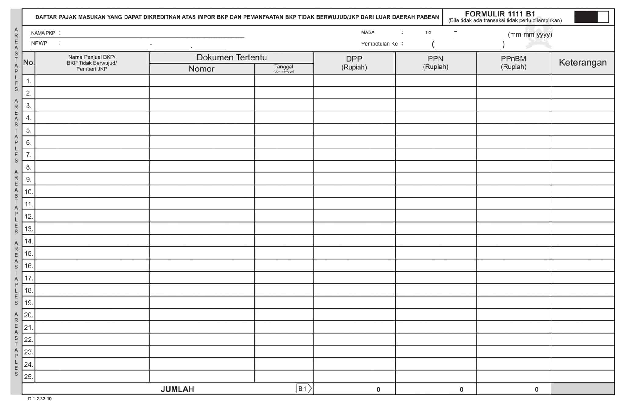Form SPT Masa PPN 1111 Excel Terbaru & Formulir SPT Masa PPN 1107