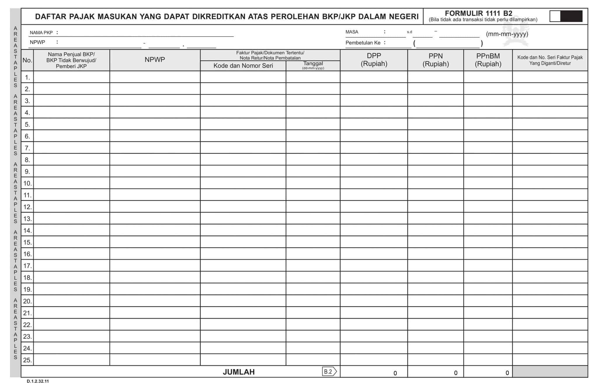 Form SPT Masa PPN 1111 Excel Terbaru & Formulir SPT Masa PPN 1107