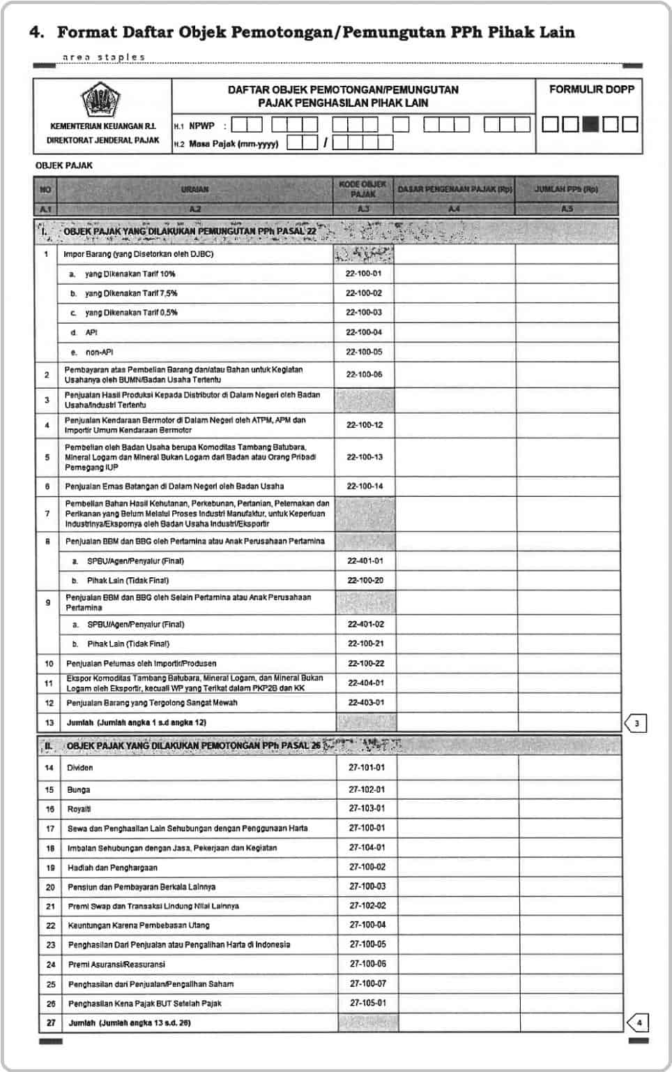 Formulir SPT Masa PPh Pasal 23 Excel Terbaru