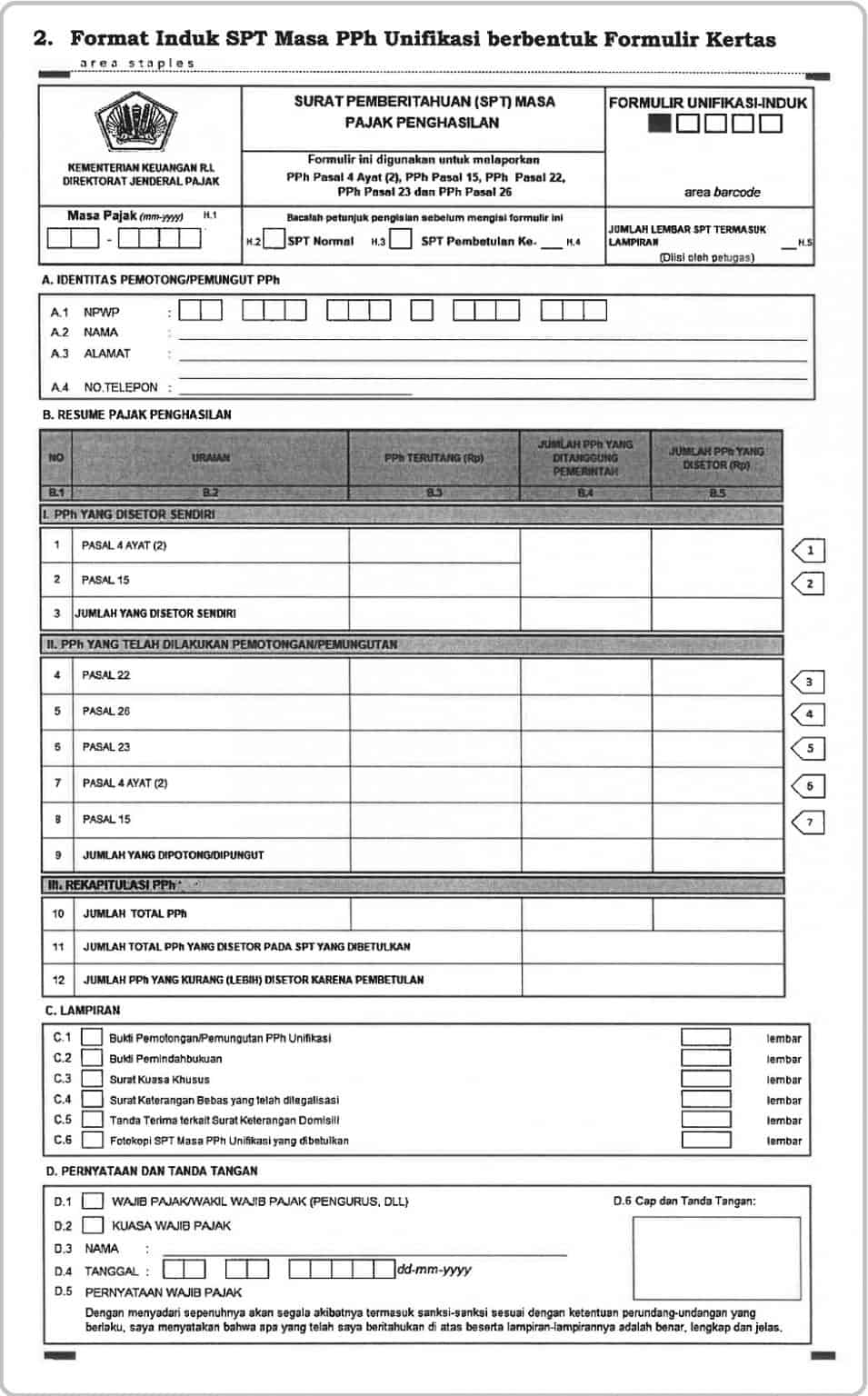 Formulir SPT Masa PPh Pasal 23 Excel Terbaru
