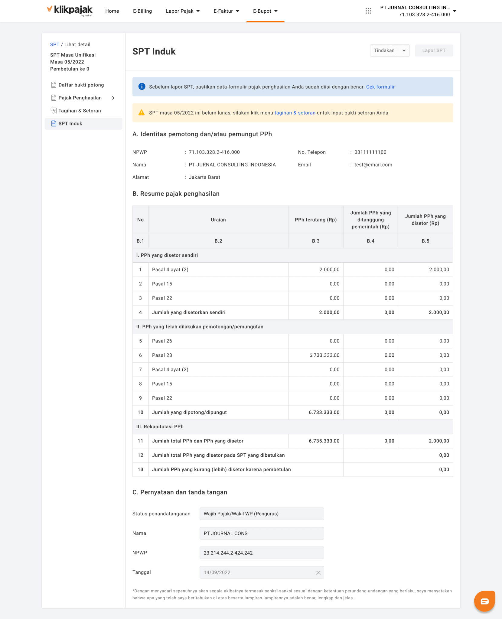 Cara Lapor SPT Masa PPh Unifikasi dan Contoh Form SPT PPh 23