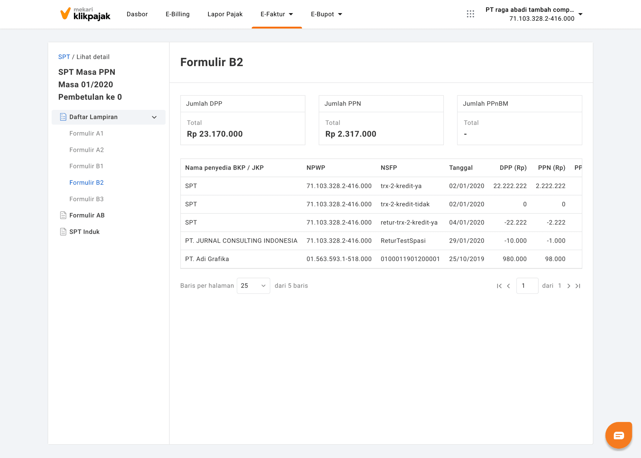 Pengisian SPT Masa PPN dan Contoh