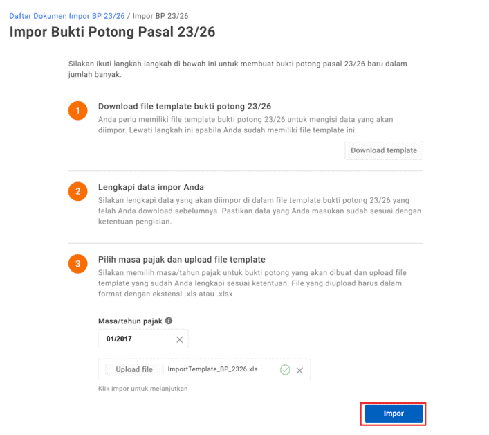 Bagaimana Cara Impor Bukti Potong PPh 23 ke eForm?